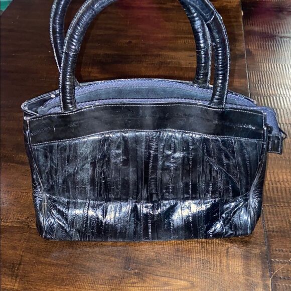 Bags | Vintageblack Eel Skin Handbag Made In Korea | Poshmark